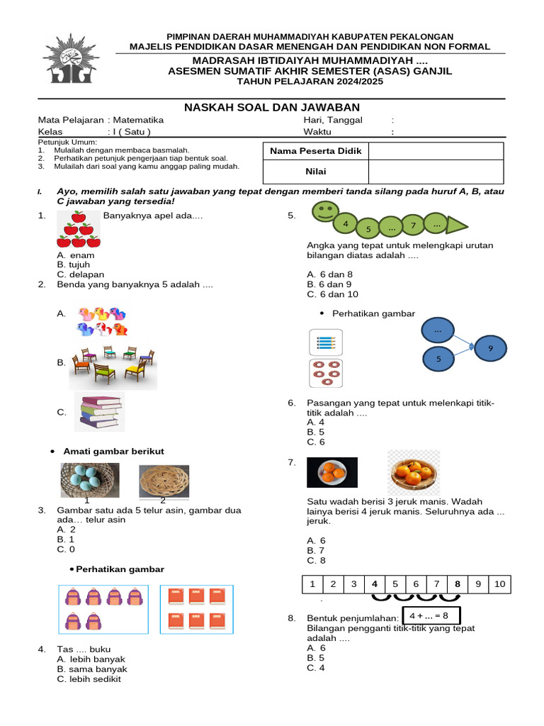 Soal MTK ASAS I 2425 | PDF