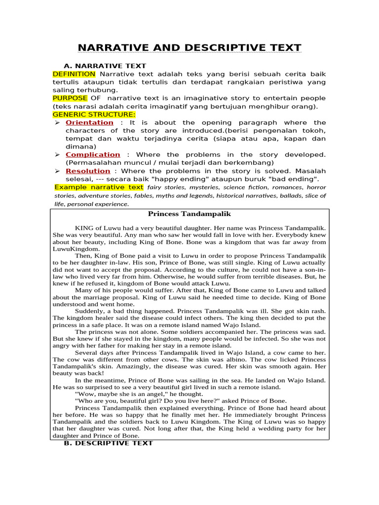 Narrative and Descriptive Text | PDF