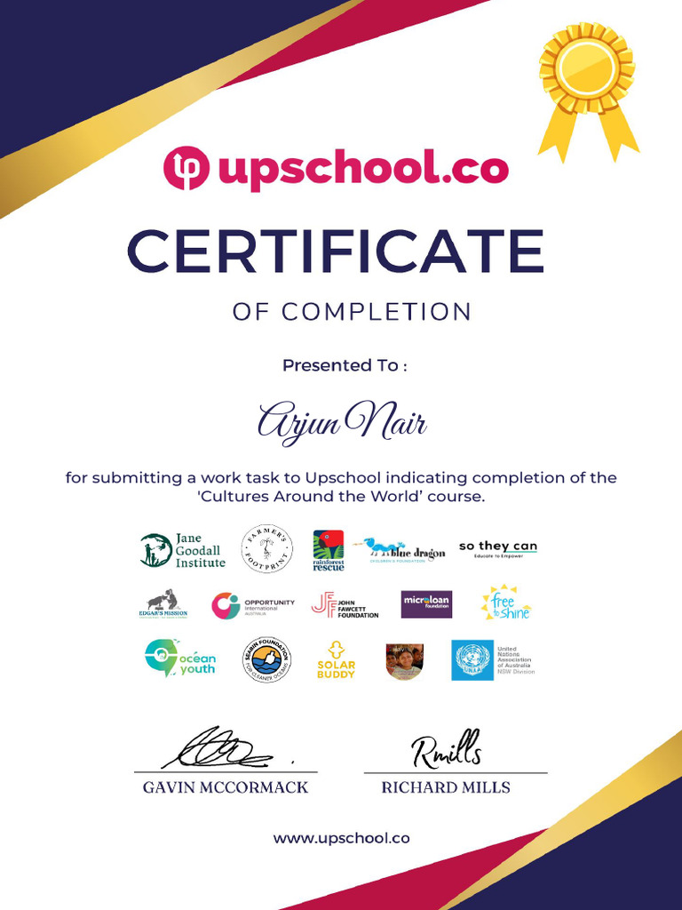 Certificate-Arjun-Cultures Around The World | PDF