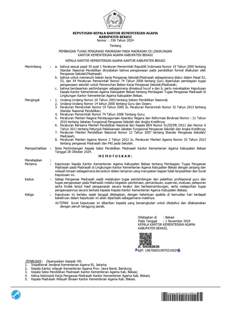 SK Pengawas Binaan Dikmad 2024 | PDF