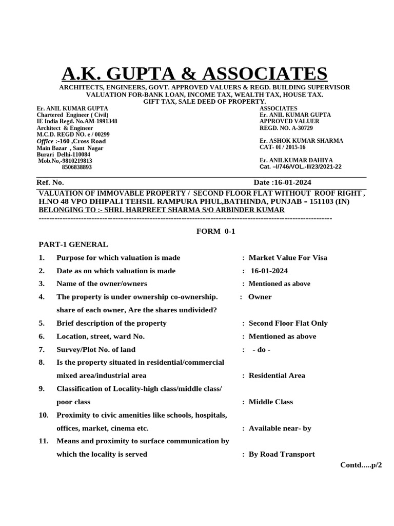 Property Valuation Harpreet Sharma | PDF | Lease | Basement