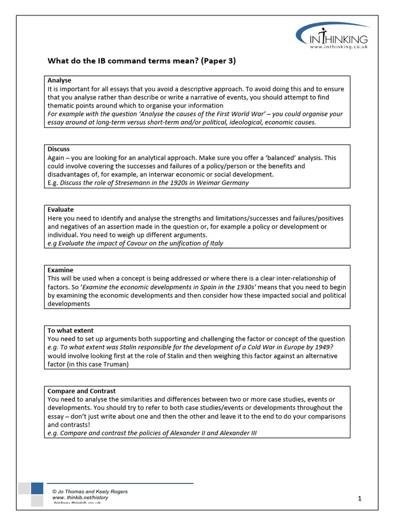 Microsoft Word - What Do The IB Command Terms Mean2 | PDF