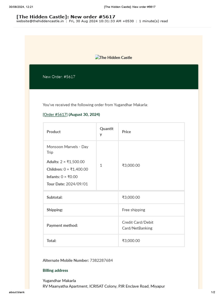 (The Hidden Castle) - New Order #5617 | PDF