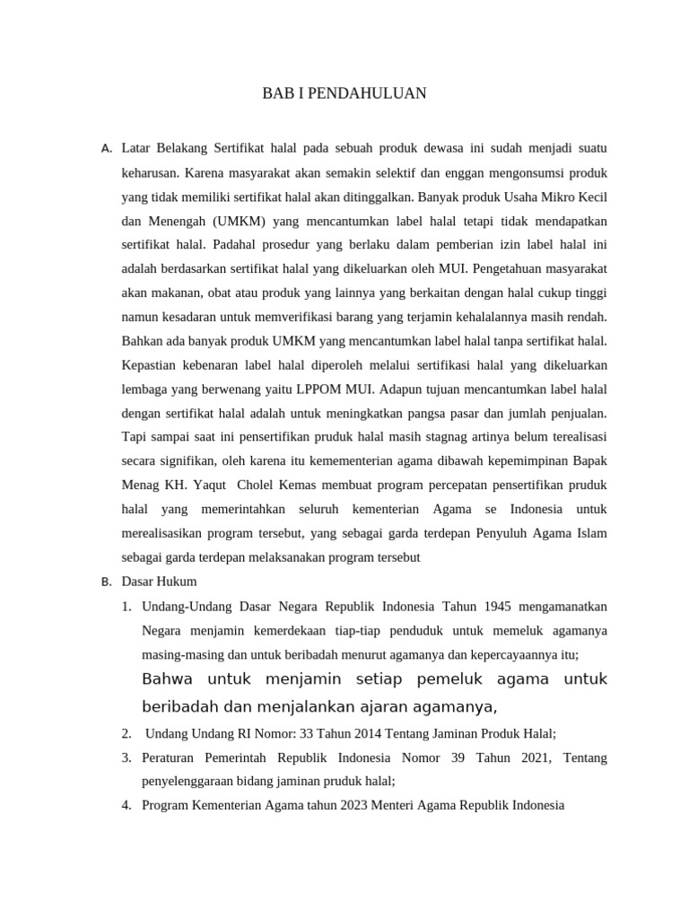 Tentang Sertifikat Halal Proposal | PDF