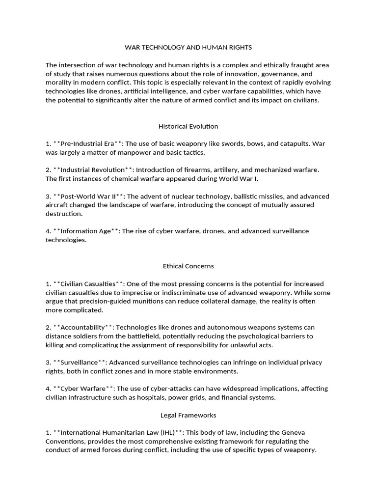 War Technology and Human Rights | PDF | Cluster Munition | Chemical Weapon