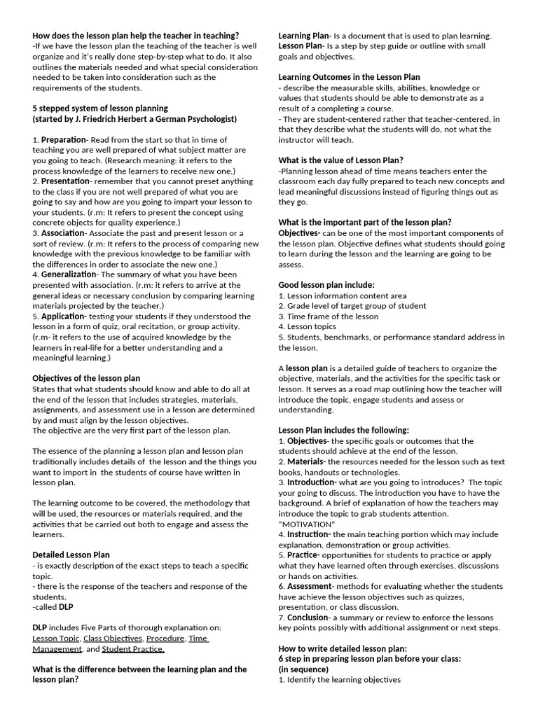 Reviewer Lesson Plan | PDF | Lesson Plan | Learning