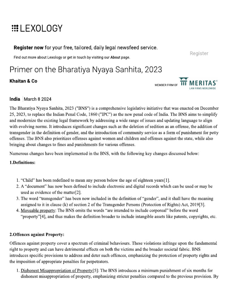 Changes in BNS 2 | PDF