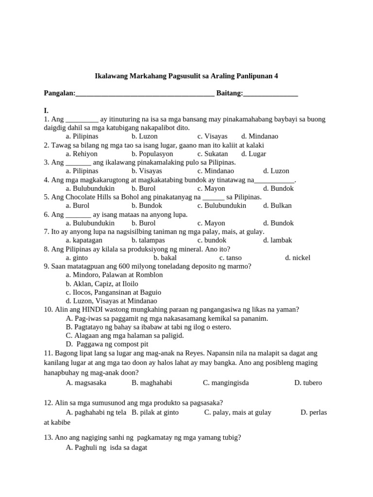 2nd Quater Exam Ap 4 | PDF