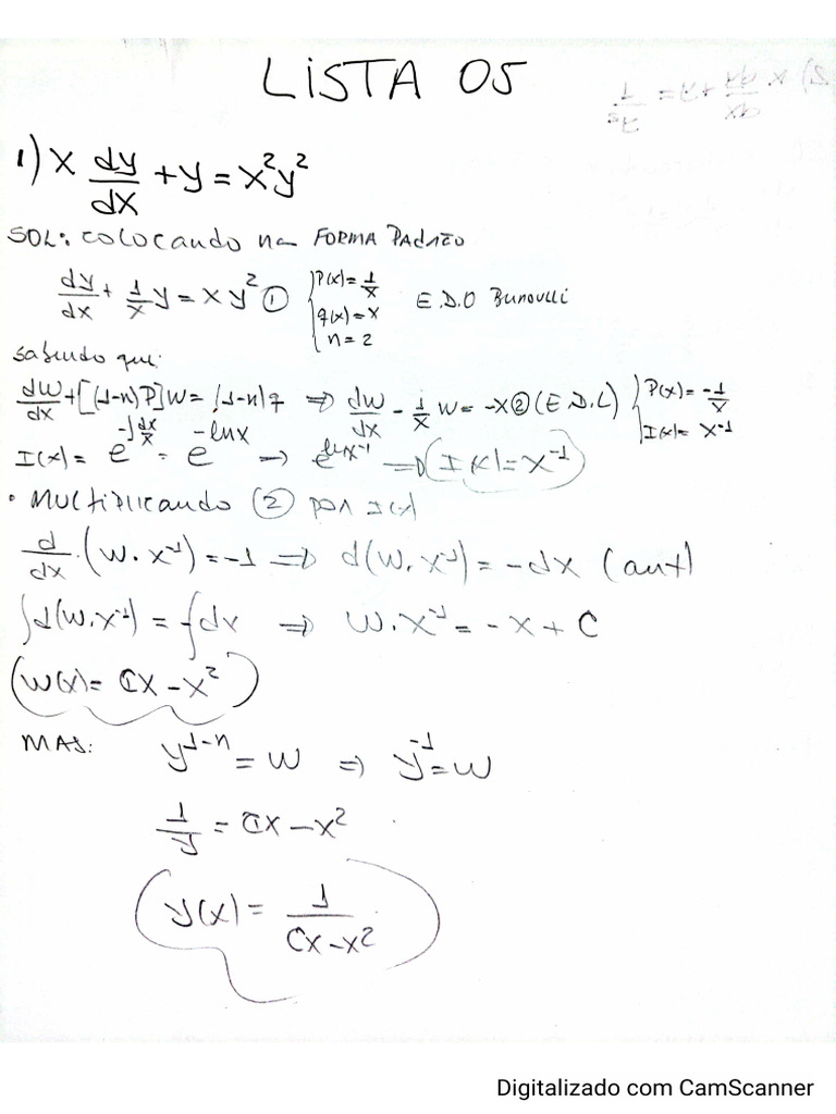 LISTA 05 (BERNOULLI E RICATTI) | PDF