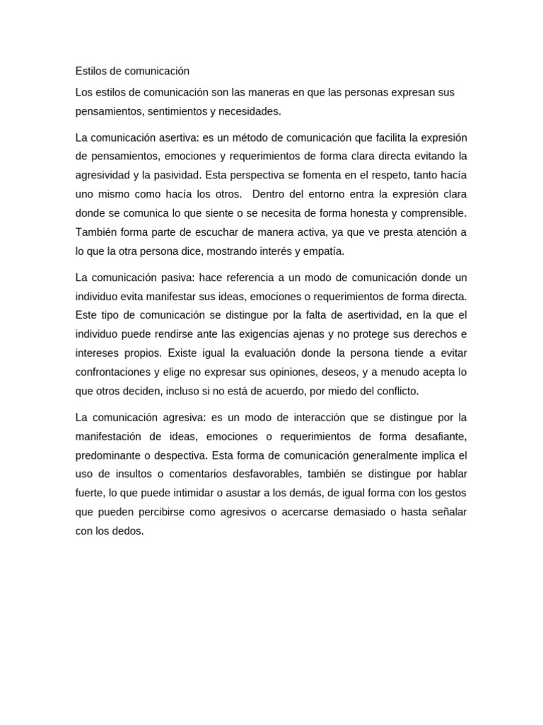 Estilos de comunicación | PDF