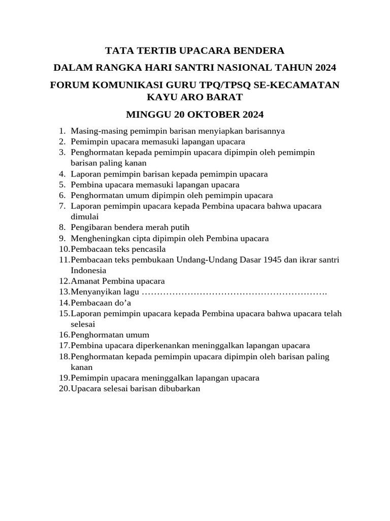 Tata Tertib Upacara Bendera | PDF