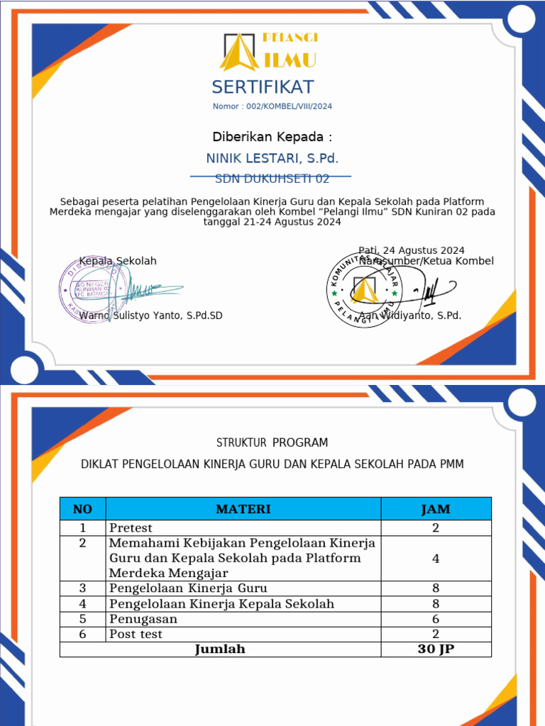 Sertifikat: Diberikan Kepada | PDF