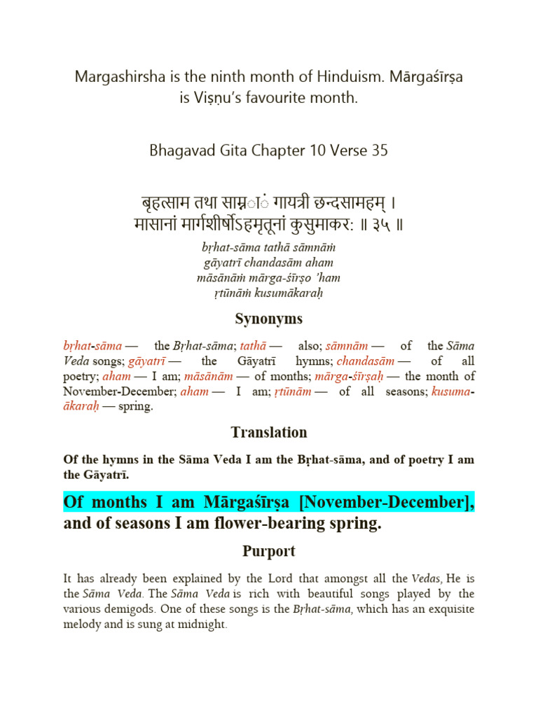 Significance of Margashirsha Month | PDF | Vedas | Mantra