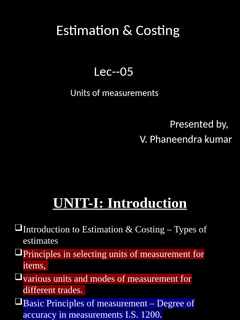 04 E&C Units of Measurements | PDF | Concrete | Volume