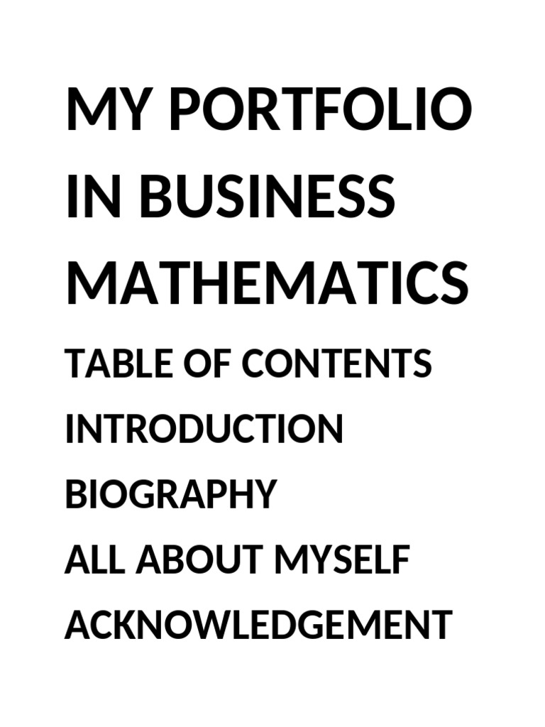 My Portfolio in Business Mathematics | PDF | Gratitude