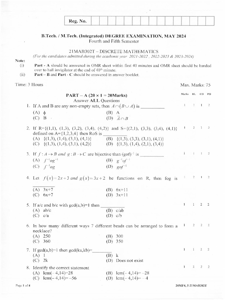Dm University Qp | PDF