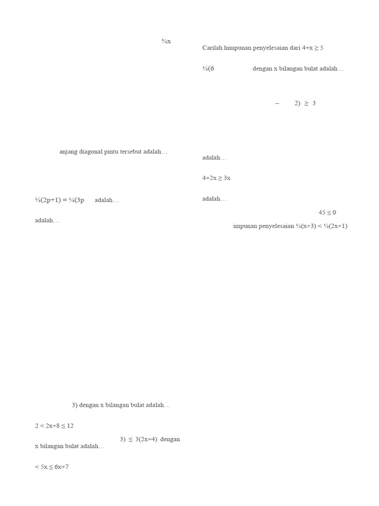 PERSAMAAN LINEAR DENGAN 1 VARIABEL - Rev | PDF