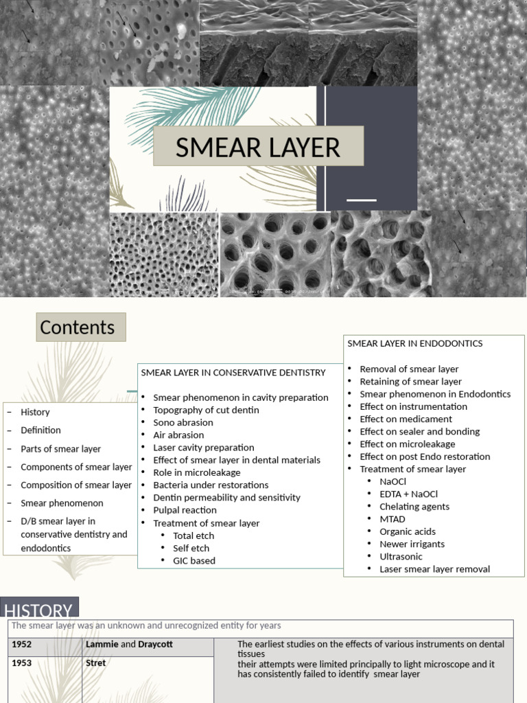 SMEAR LAYER Presentation | PDF | Dentin | Dentistry Branches