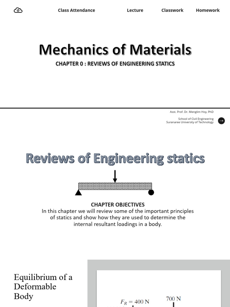 Chapter 0 - Reviews of Enginnering Statics | PDF | Bending | Force