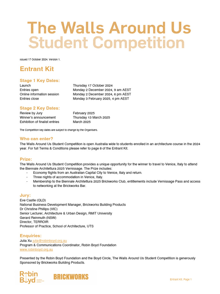 The Walls Around Us Student Competition - Information For Entrants ...