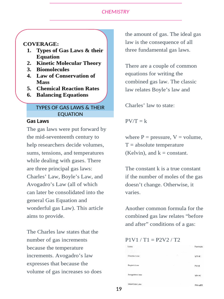 TYPES OF GAS LAWS | PDF | Gases | Chemistry