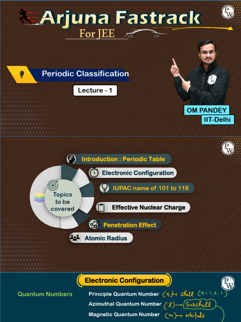 Eriodic Classification: Lecture - 1 | PDF | Periodic Table | Electron Configuration