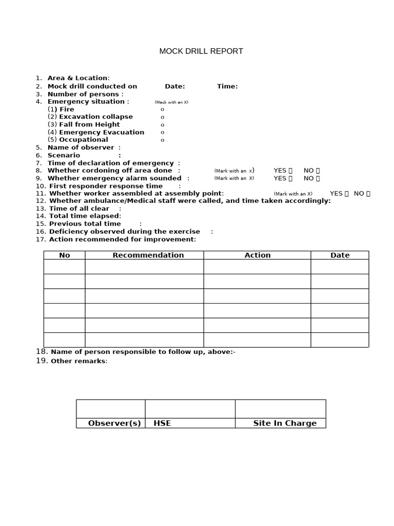 Mock Drill Report | PDF