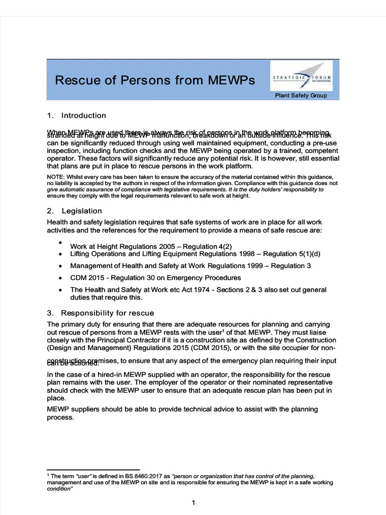 PDF SFPSG Rescue Persons From Mewps DD 1 | PDF | Crane (Machine ...