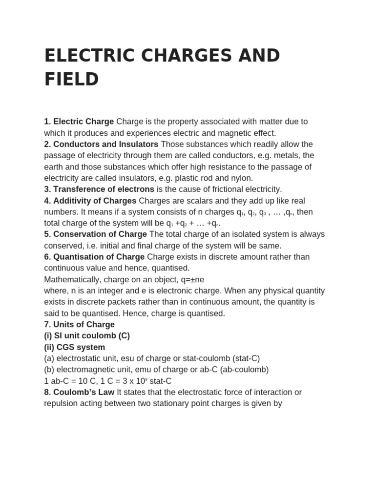 Electric Charges and Field | PDF | Electric Field | Dipole