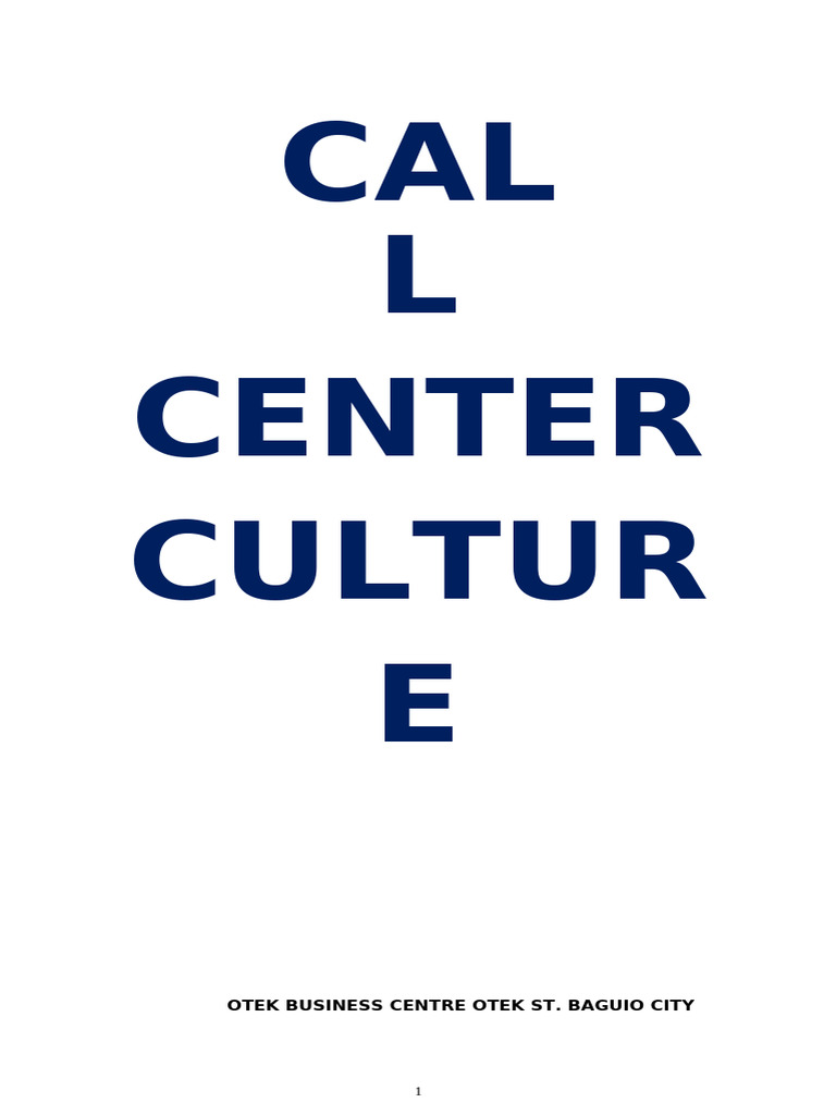 2.-Call-Center-Culture | PDF | Outsourcing | Call Centre