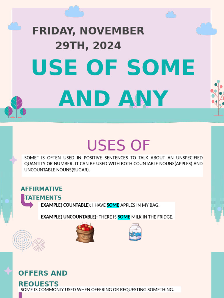 6th - Class # 3 - Use of Some and Any | PDF