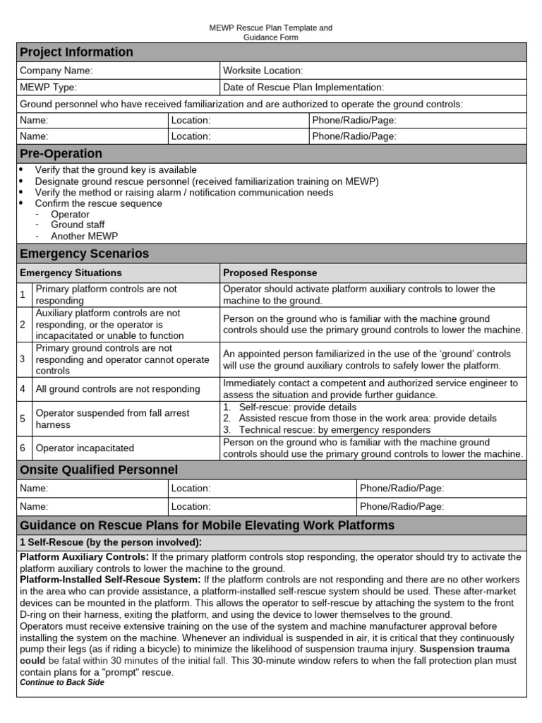 MEWP-Rescue-Plan-1 | PDF | Occupational Safety And Health | Safety