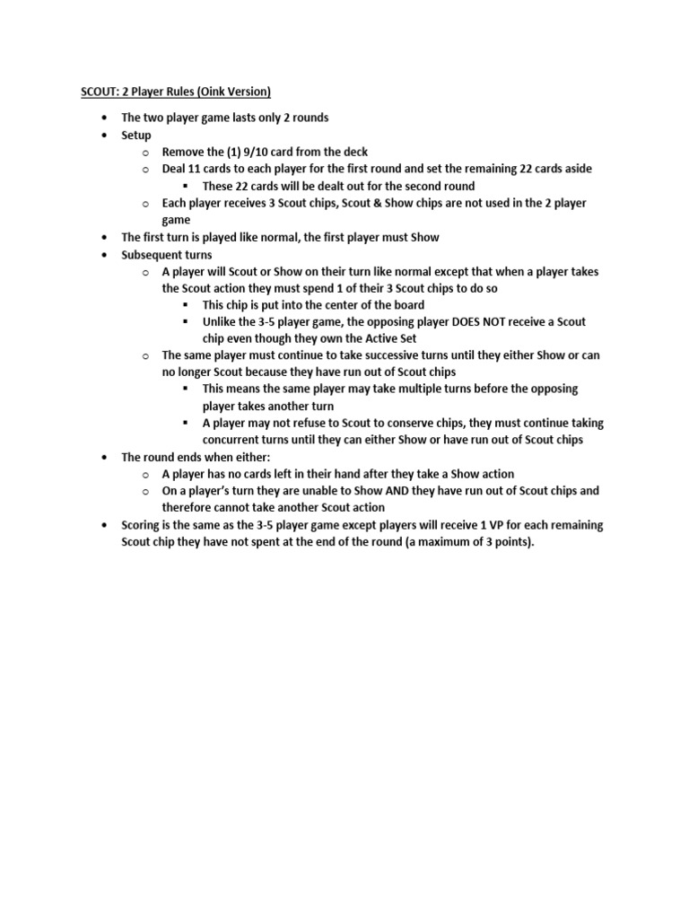 Scout Card Game: 2 Player Rules | PDF