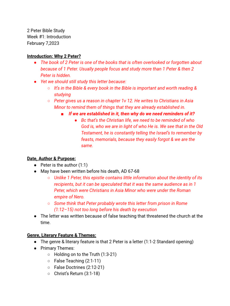 2 Peter Bible Study | PDF | Saint Peter | Bible