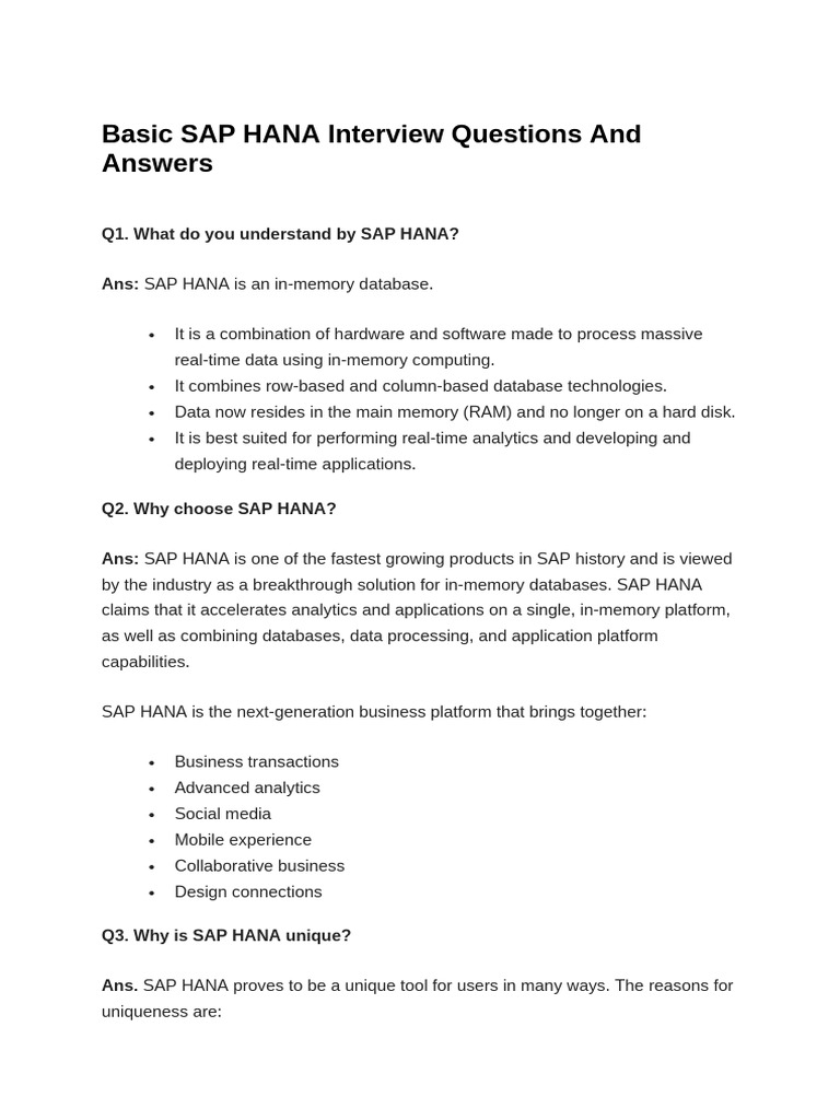 SAP HANA | PDF | Databases | Database Transaction