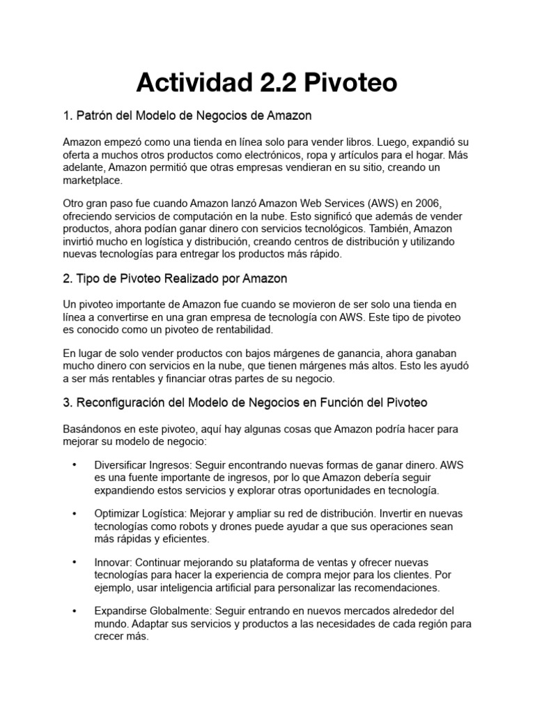 Pivoteo y Modelo de Negocios de Amazon | PDF