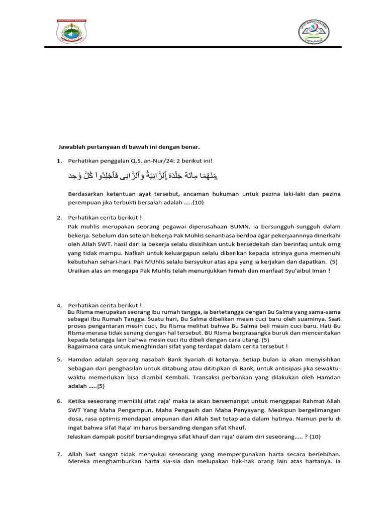 SOAL PAI KLS X | PDF