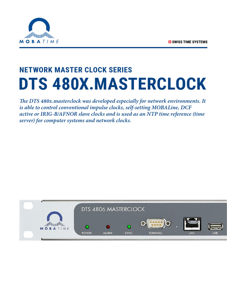 NETWORK MASTER CLOCK SERIES DTS 480X.MASTERCLOCK | PDF | Clock | Computer Network