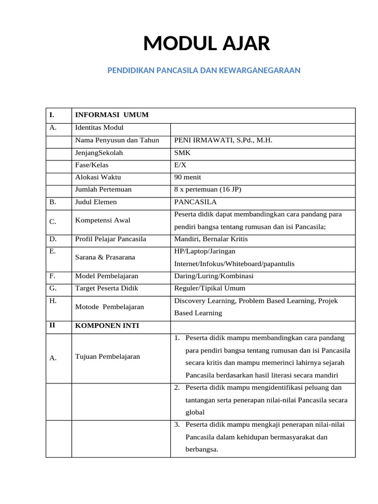 Contoh Modul PPKN | PDF