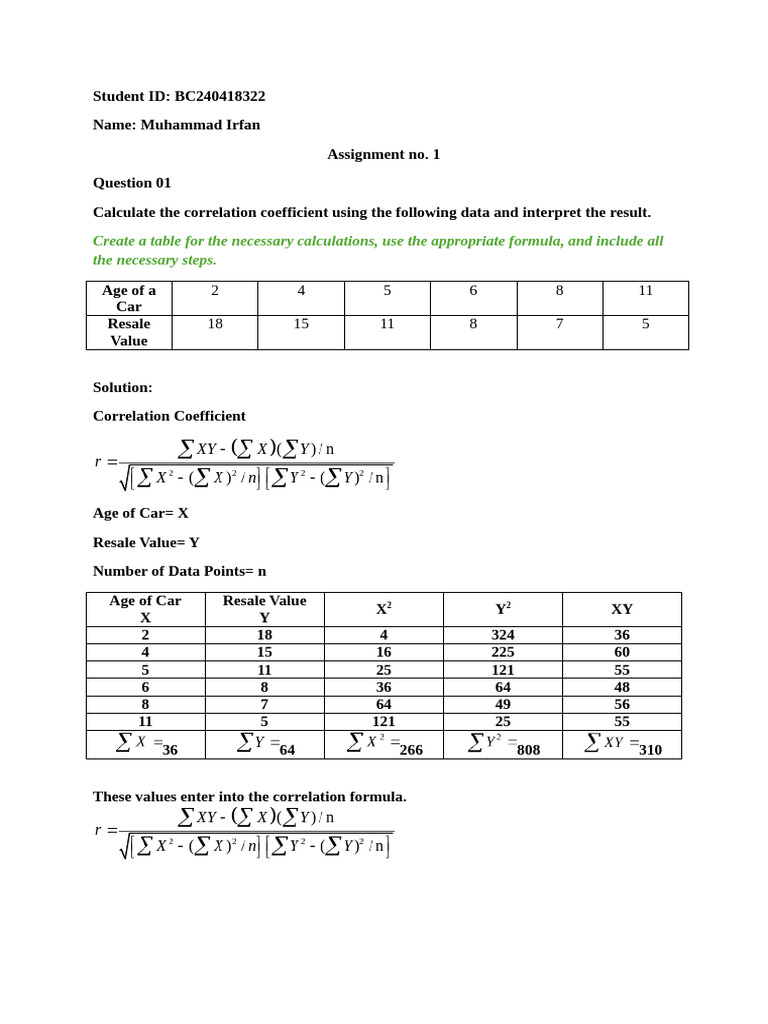 Assignment STA 301 | PDF