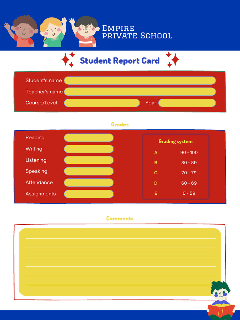 Colourful Student Report Card | PDF