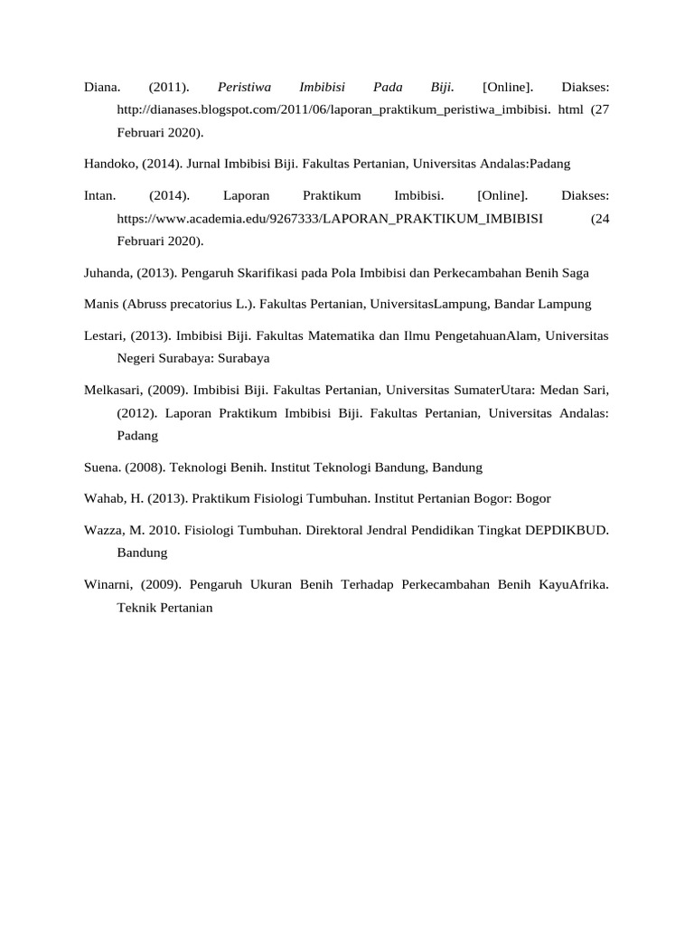 Studi Imbibisi Biji dan Faktor Pengaruhnya | PDF