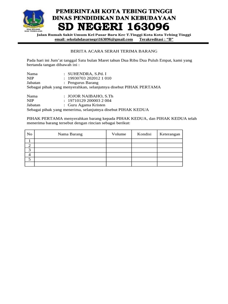 BAST Penyerahan Buku | PDF