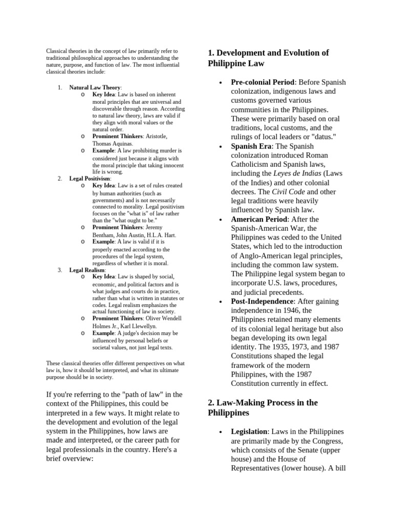 Classical Theories in the Concept of Law Primarily Refer to Traditional ...