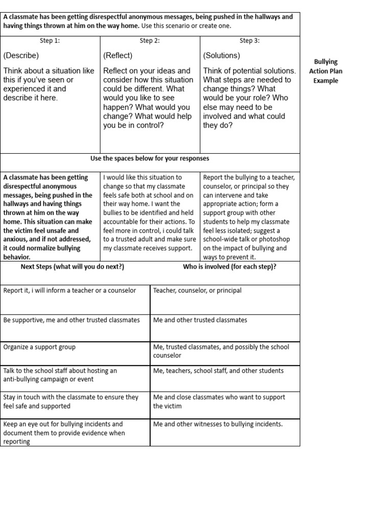 Bullying Action Plan | PDF | Bullying | Social Psychology