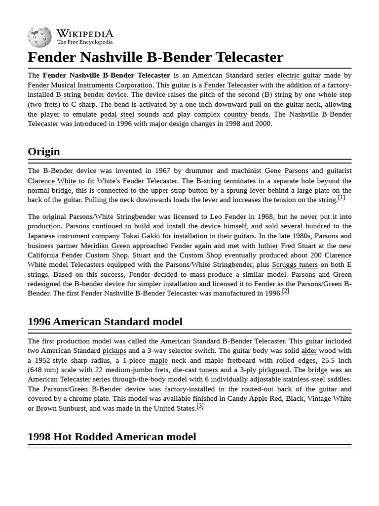 Fender Nashville B-Bender Telecaster | PDF | Guitars | Celtic Musical ...