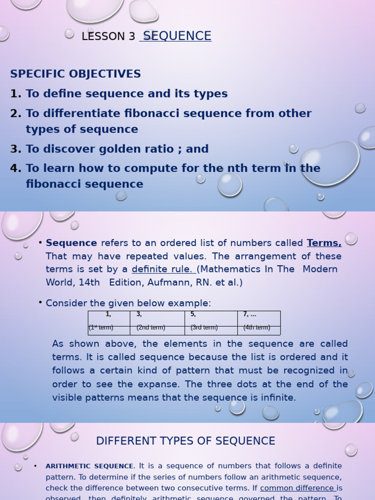 Lesson 3 Sequence | PDF | Sequence | Arithmetic