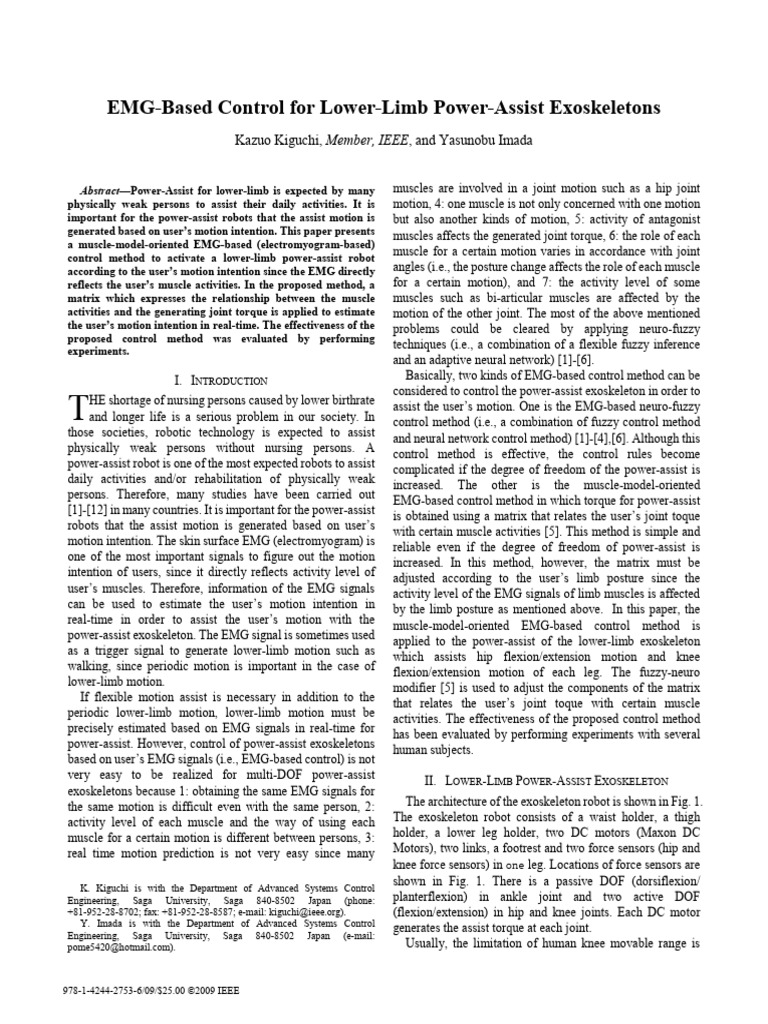 EMG-Based Control For Lower-Limb Power-Assist Exoskeletons | PDF ...
