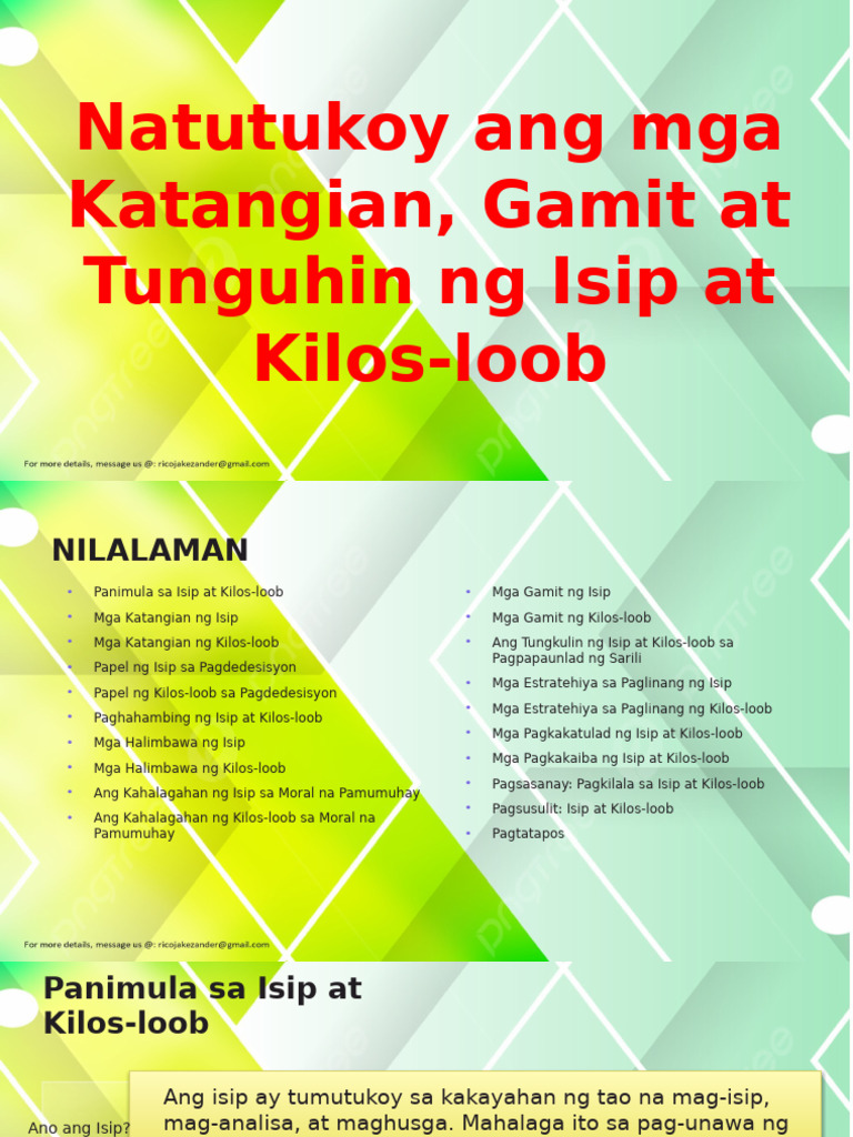 GMRC 7 Q1 1A Natutukoy Ang Mga Katangian, Gamit at Tunguhin NG Isip at Kilos-Loob | PDF