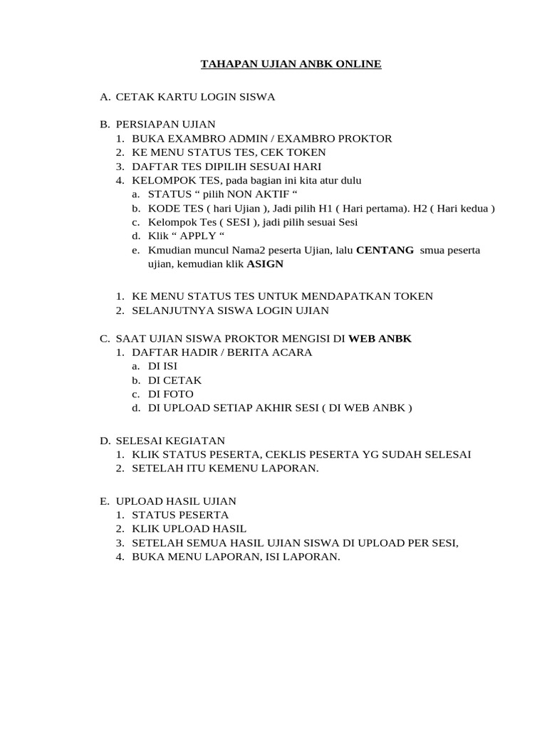 Tahapan Ujian Anbk | PDF